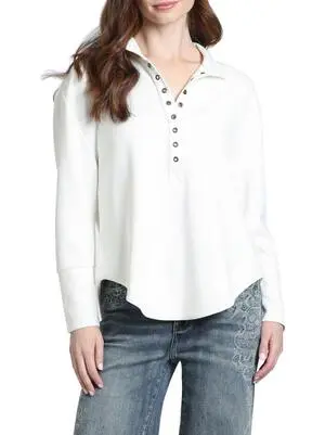 APNY Grommet Henley Long Sleeve Top
