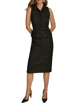 Donna Karan New York Tweed Top And Midi Skirt Set - Black