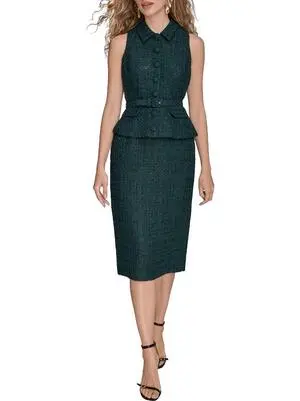 Donna Karan New York Tweed Top And Midi Skirt Set Hudson