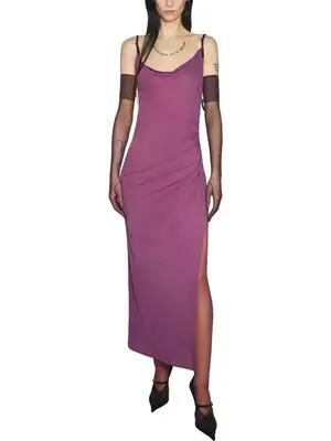 MUGLER Side-split Midi Dress - Purple