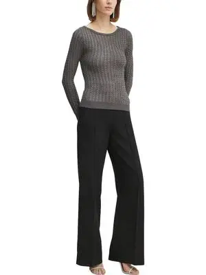 Guess Cable-knit Sweater With Metallic Threading - Grey