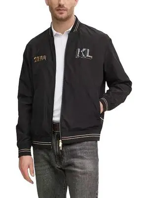 Karl Lagerfeld Logo-detail Ribbed-trim Bomber Jacket - Black