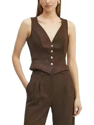 Guess Button-fastening Sleeveless Top - Brown