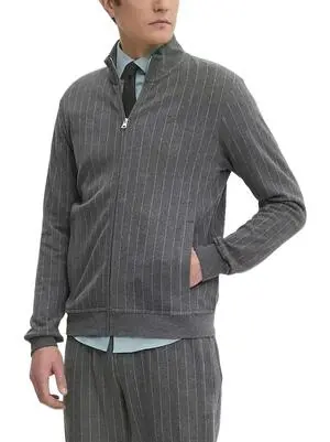 HACKETT Pinstripe Zip-up Sweater - Grey