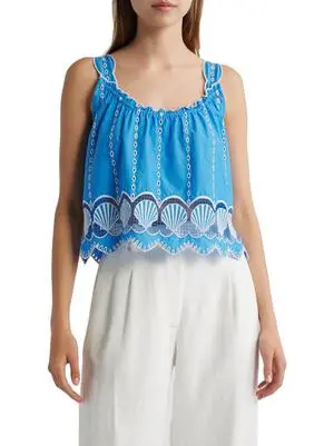 Rails Esperanza Eyelet Crop Tank - French Blue