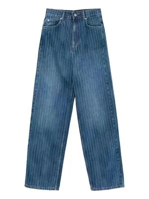 Sandro Striped High-rise Jeans - Blue