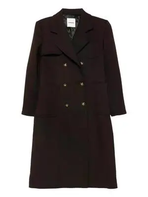 Sandro Double-breasted Patch-pocket Coat - Brown