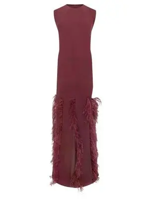 16Arlington Lett Feather-trim Maxi Dress - Red