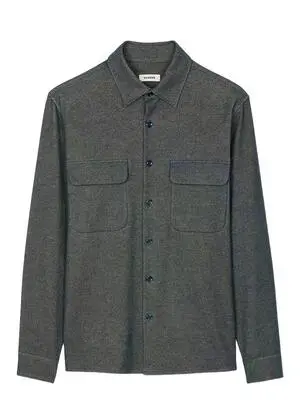 Sandro Crackle-Effect Denim Shirt Jacket White