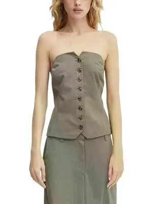 SAMSOE SAMSOE Button-front Strapless Top - Green