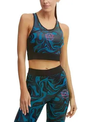Emporio Armani Swirl-print Sports Bra - Black