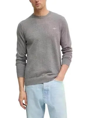 Gant Logo-embroidered Crew-neck Sweater - Grey