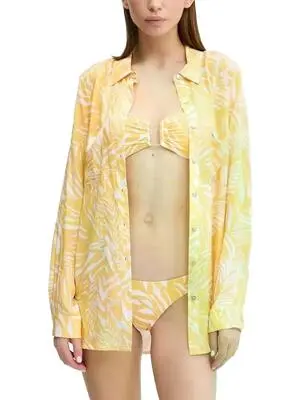Melissa Odabash Leaf-print Button-down Shirt - Yellow