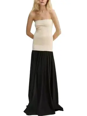 BY MALENE BIRGER Strapless Maxi Dress With Gathered Hem - Black