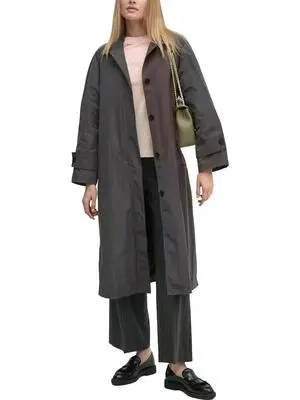 SANDRO FERRONE Button-fastening Longline Coat - Grey