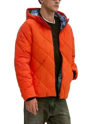 Desigual Quilted Hooded Jacket - Orange
