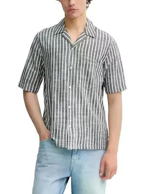 SAMSOE SAMSOE Striped Short-sleeve Shirt - Grey