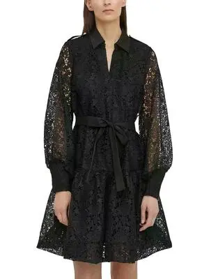 BRUUNS BAZAAR Lace-panel Tiered Mini Dress - Black