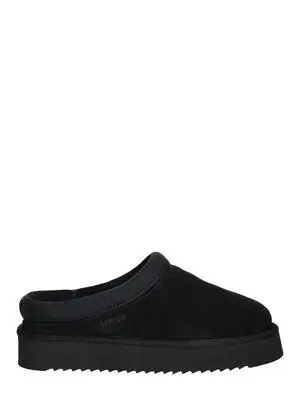SUMMERY COPENHAGEN Platform Suede Mules - Black
