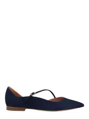 MALONE SOULIERS Bettina Buckle-strap Suede Flats - Blue