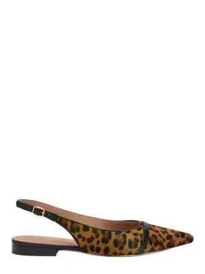MALONE SOULIERS Jama Leopard-print Slingback Flats - Brown