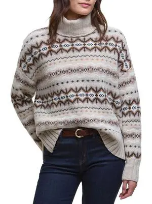 BARBOUR Fair Isle Wool-Blend Turtleneck Tunic Sweater