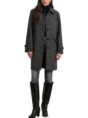 Ralph Lauren Single-breasted Plaid Wool-blend Coat - Black/grey Plaid
