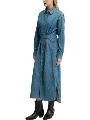 G-star Raw Belted Denim Shirt Dress - Blue