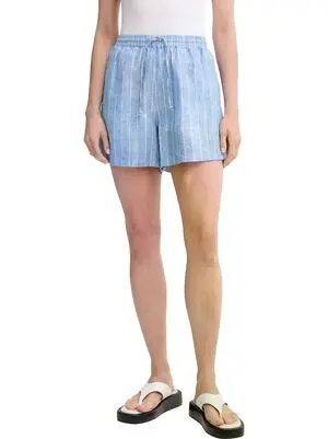 SAMSOE SAMSOE Pinstriped Linen Shorts - Blue