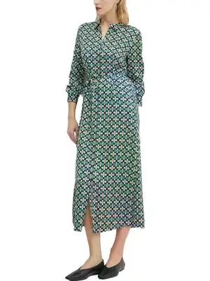 Marc O'polo Geometric-print Shirt Midi Dress - Green