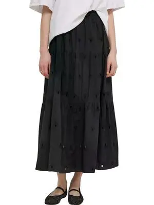 Desigual Eyelet-embroidered Tiered Maxi Skirt - Black