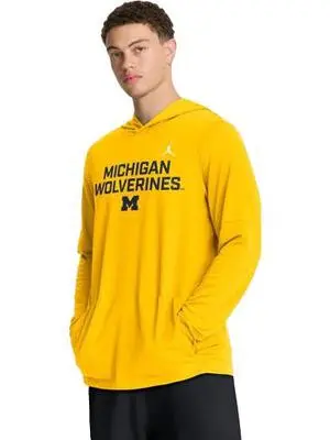 JORDAN BRAND Michigan Wolverines 2025 Sideline Performance Long Sleeve Hoodie T-shirt - Maize