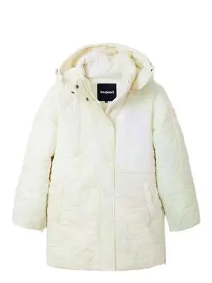 Desigual Hooded Puffer Jacket - White