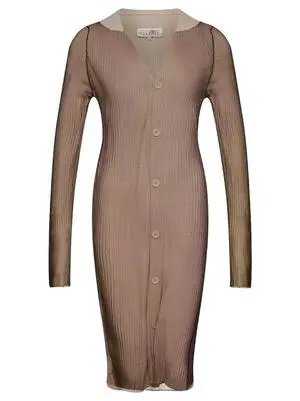 MAISON MARGIELA Ribbed Buttoned Cardigan Dress - Neutrals