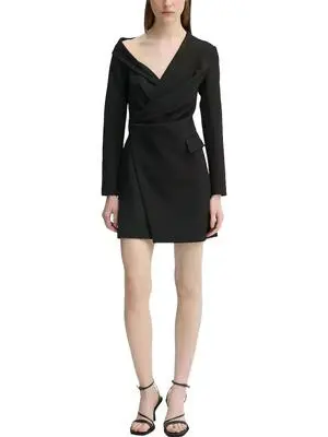 A.L.C. Draped Asymmetric-shoulder Mini Dress - Black
