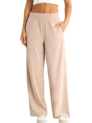 Zella Transit Wide-Leg Pants Tan Thread