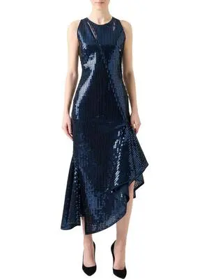 Akris Sequin Asymmetric Dress - Navy
