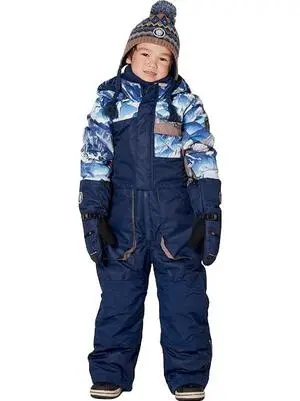 DEUX PAR DEUX One-piece Play Snowsuit With Mountains - Navy Blue