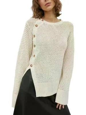 LOVECHILD Open-knit Sweater With Button Detailing - Neutrals