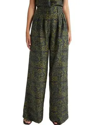 Ulla Johnson Charlie Print Wide Leg Pants - Desert Jasper