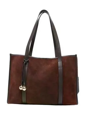 Sandro Suede Tote Bag With Leather Trim - Brown