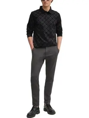 JOOP! Long-sleeve Patterned Polo Shirt - Black