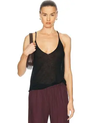 Sprwmn V Neck Tank Top - Black