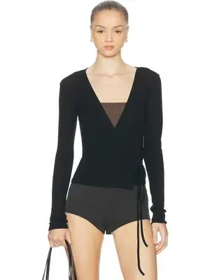 ST. AGNI Baby Wool Wrap Top - Black