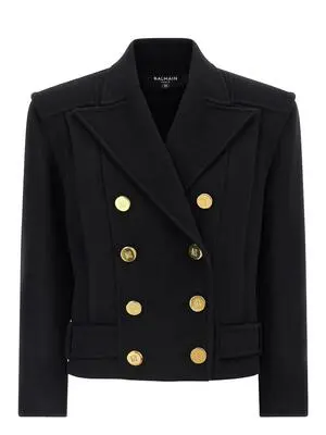 Balmain Double-breasted Short Coat - Black