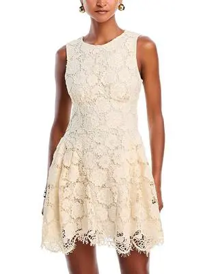 Aqua Lace Sleeveless Dress - Vintage Ivory