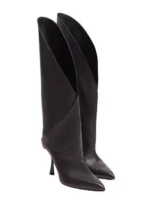 Balmain Twist Heeled Leather Boots - Black
