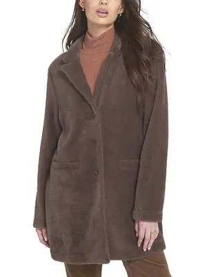 ELLE COLLECTION Fuzzy Knit Coat - Brown