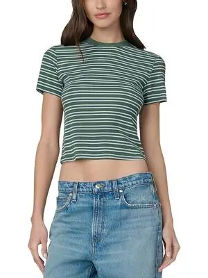 Joe's Jeans Striped Fitted Baby Tee - Cilantro/sky Stripe