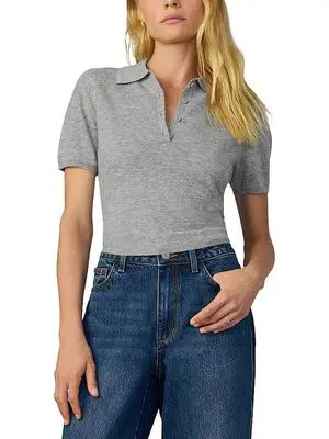 Joe's Jeans Cashmere Short Sleeve Polo Sweater - Heather Gray